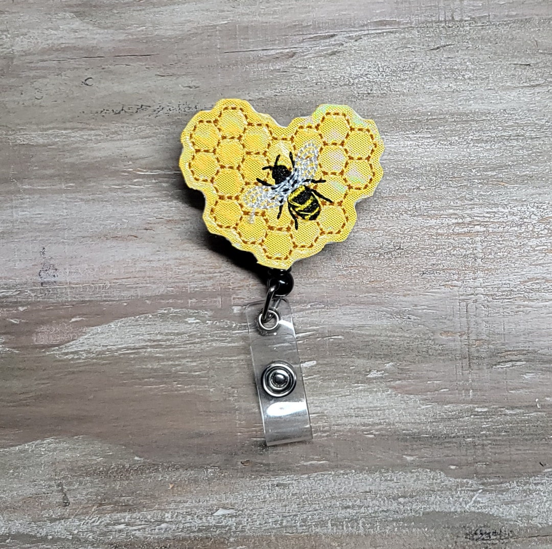 Honey Bee and Honeycomb Bee Badges Spring Badges Animal Badges ID Name ...