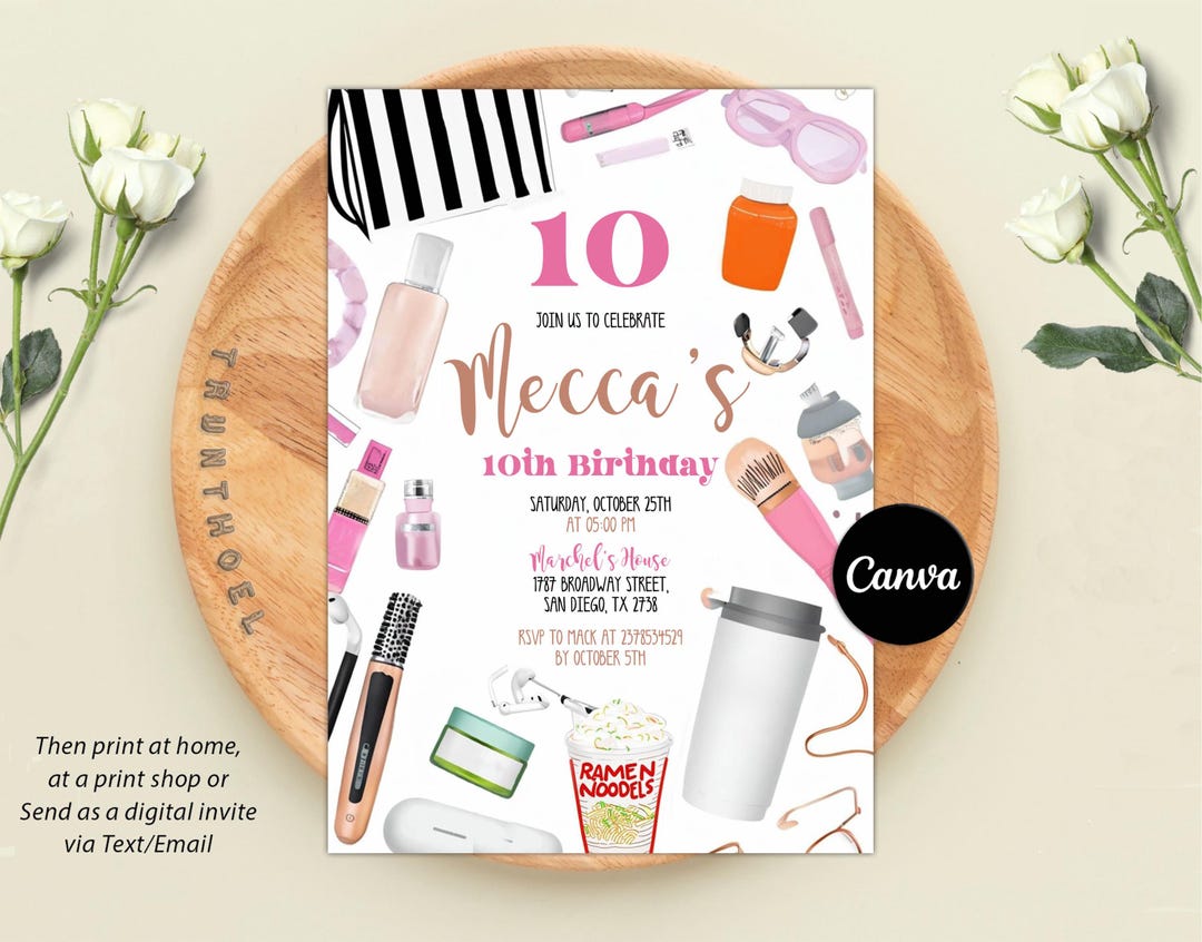 VSCO Birthday Invitation, Girl Party Birthday Invitation, Double Digits ...