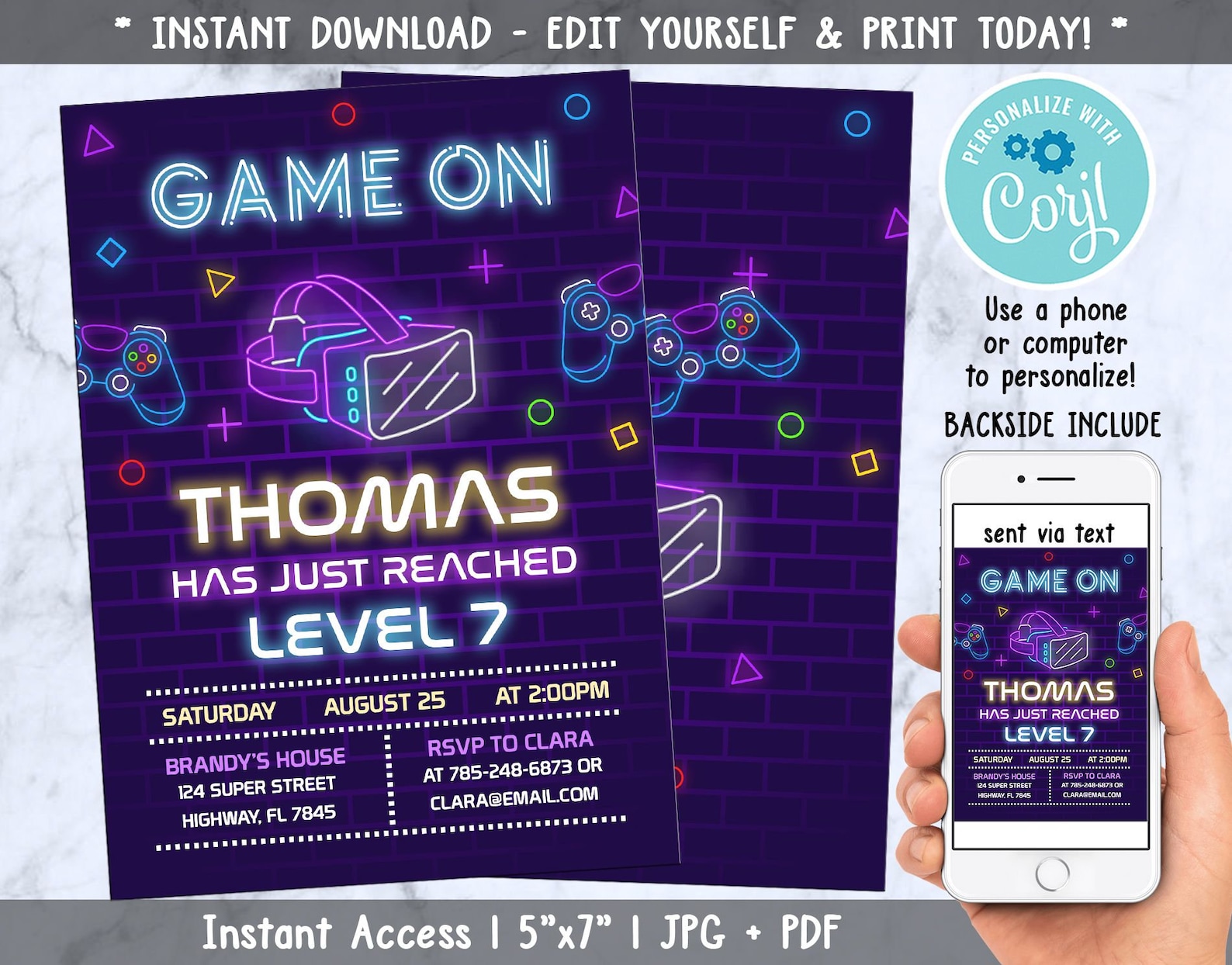 Virtual Reality Game VR Party Invitation Boys Gaming Birthday - Etsy