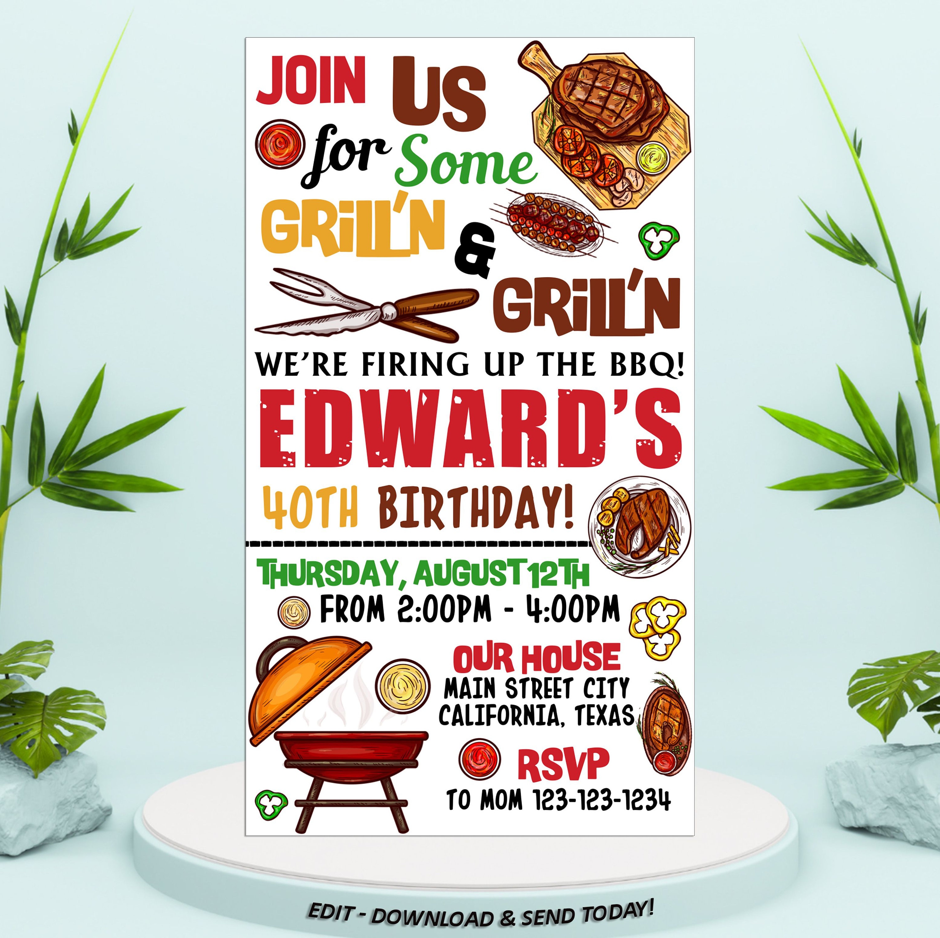 BBQ Text Message Invitation, BBQ Birthday Invitation, Bbq Mobile ...