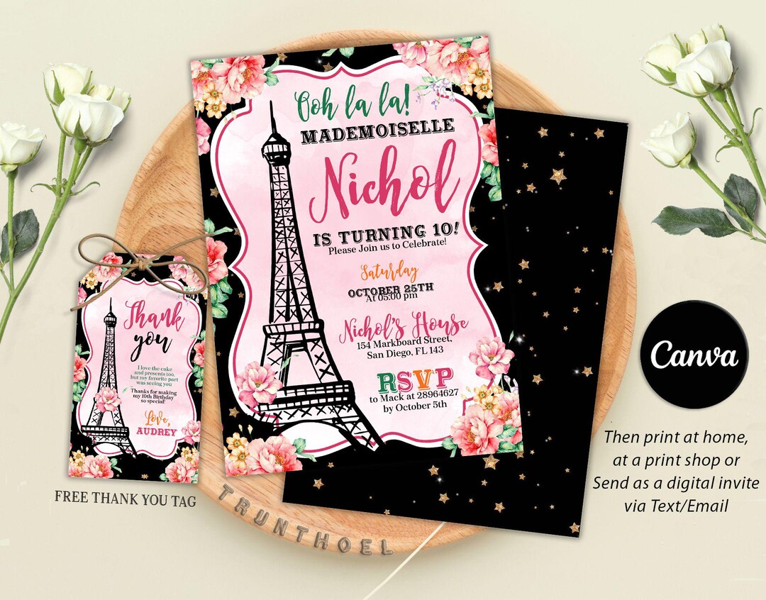 Paris Birthday Invitation, Paris Party Invitation, French Birthday ...