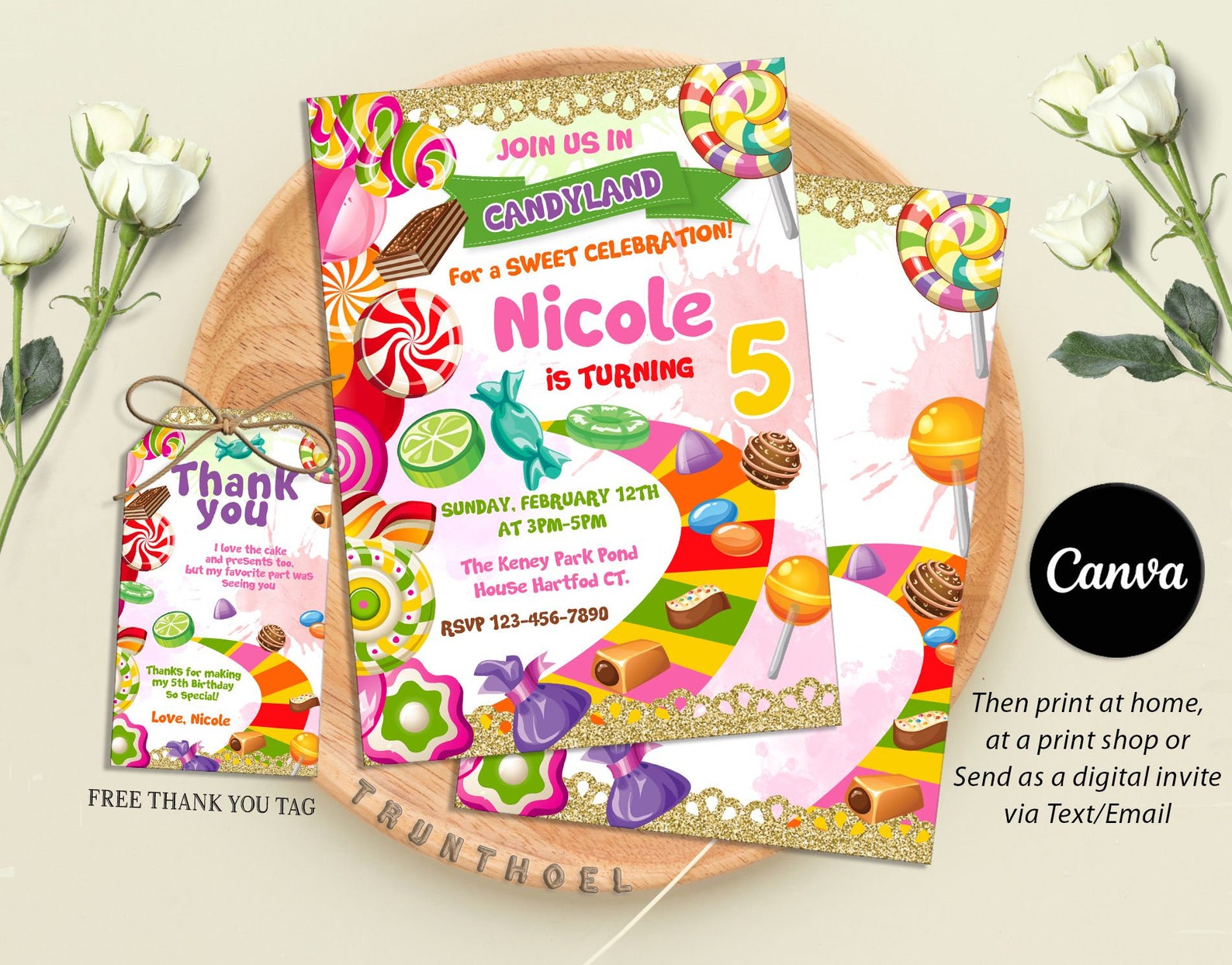 Candy Theme Birthday Invitation, Candyland Birthday, Digital File ...