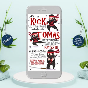 Editable Ninja Invitation, Ninja Electronic Invitation, Ninja Birthday ...
