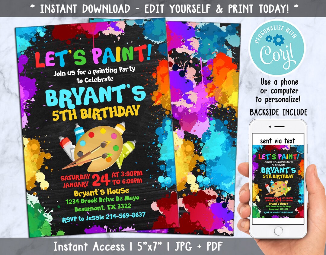 Painting Invitation Art Party Invitation Painting Party - Etsy