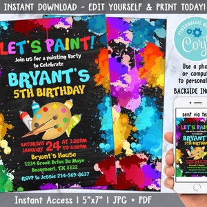 Painting Invitation Art Party Invitation Painting Party - Etsy