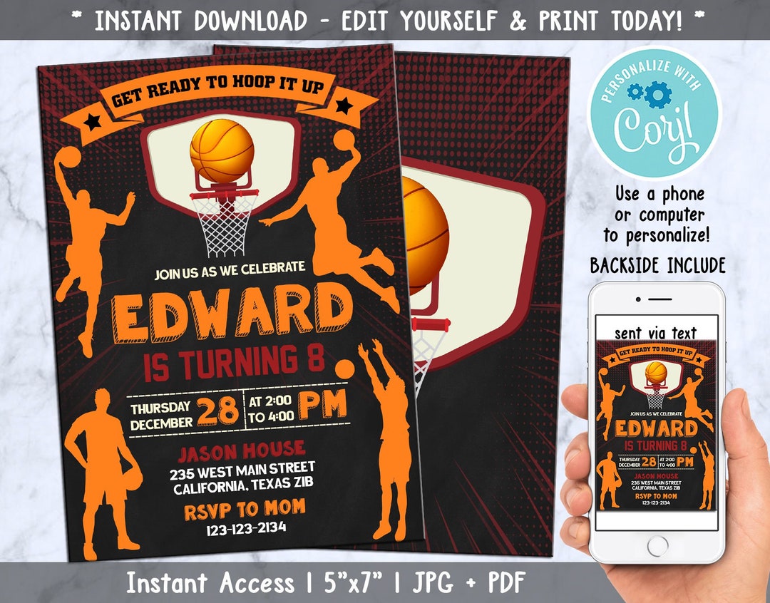 Basketball Invitation Basketball Invite Basketball Party - Etsy