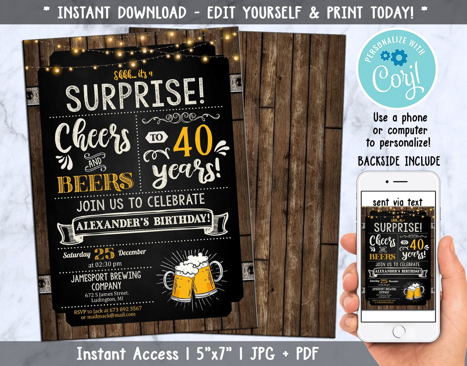 Cheers and Beers Surprise Birthday Party Invitation Cheers - Etsy