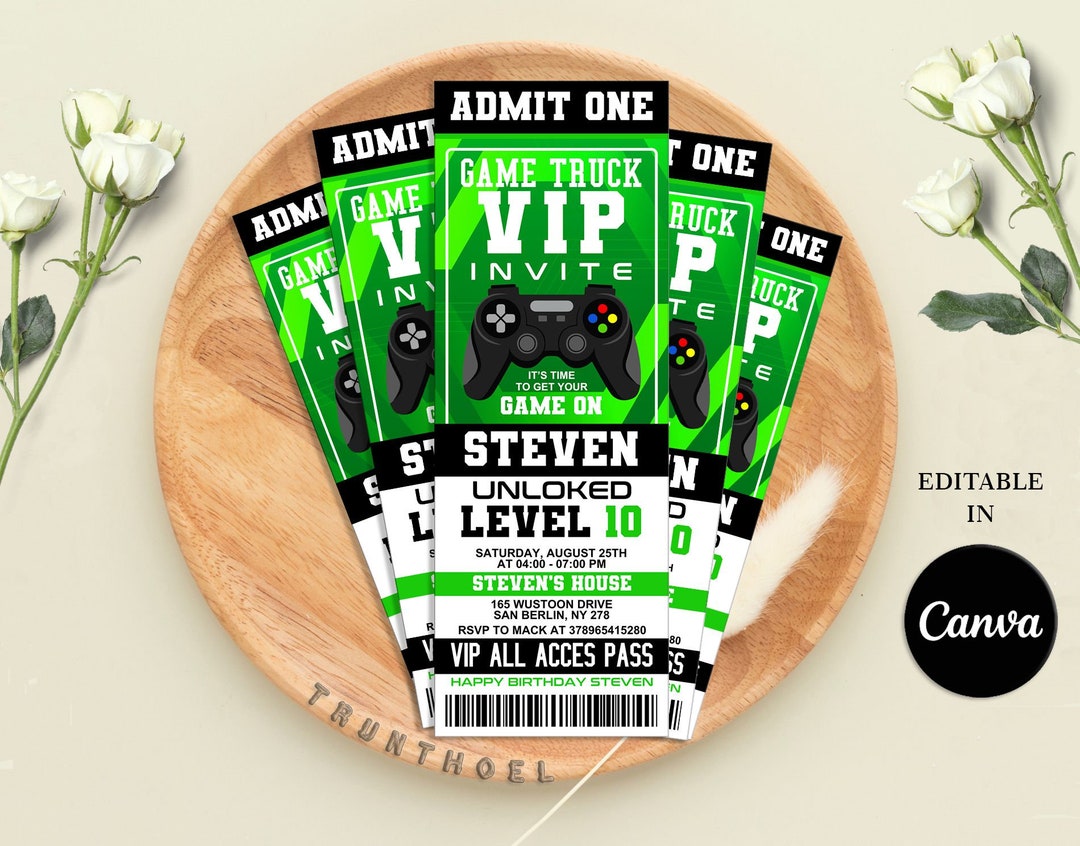 Video Game Ticket Invitation, Gamer Birthday Party Invitation, Video ...