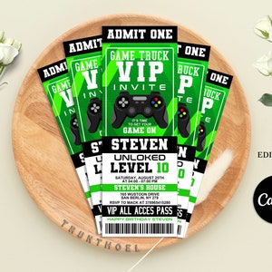 Video Game Ticket Invitation, Gamer Birthday Party Invitation, Video ...