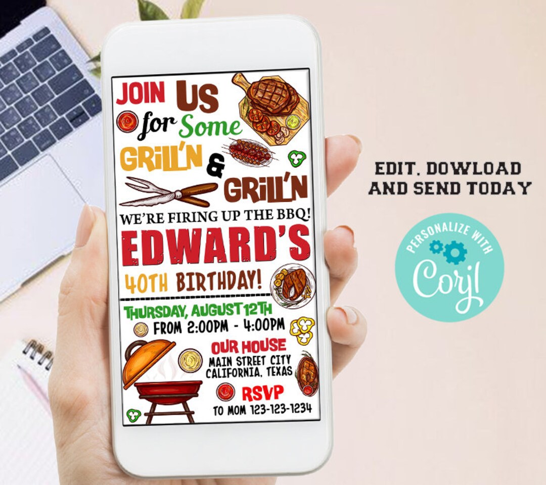 BBQ Text Message Invitation BBQ Birthday Invitation Bbq - Etsy