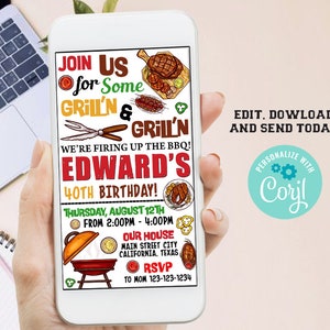 BBQ Text Message Invitation BBQ Birthday Invitation Bbq - Etsy