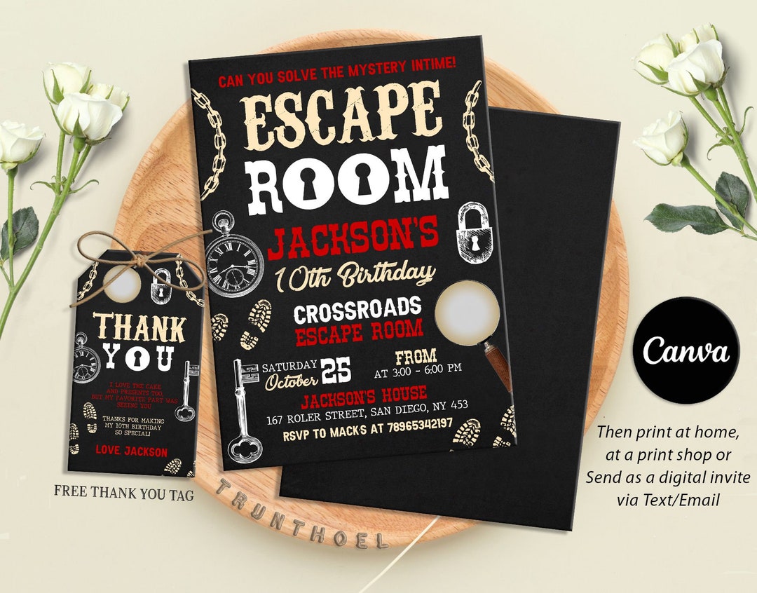 Escape Room Birthday Invitation, Escape Room Mystery Invitation, Escape ...