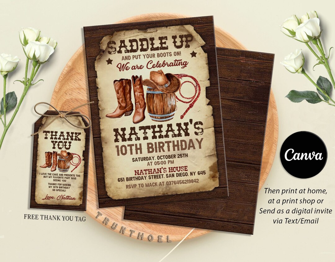 Editable Wanted Poster Invitation, Western Birthday Party Invitation ...