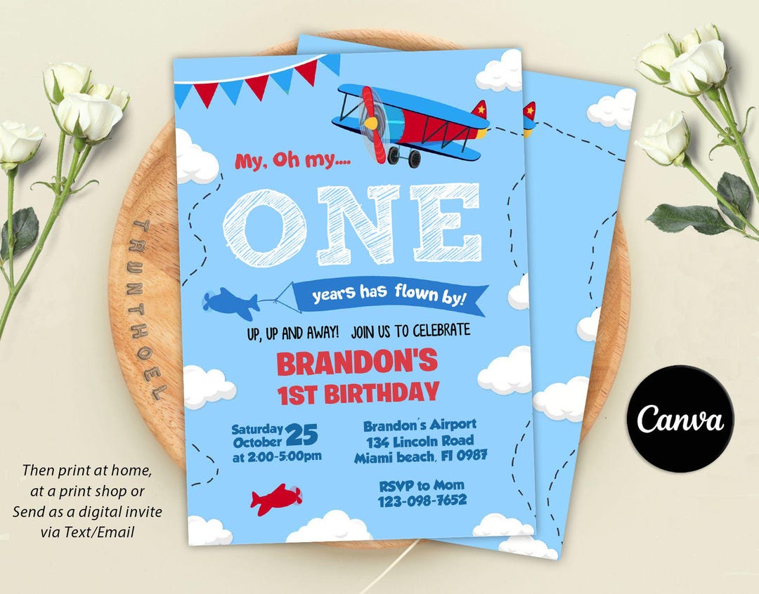 Airplane Invitation, Airplane Birthday Party Invitation, Airplane ...