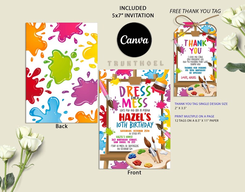 Editable Art Birthday Party Invitation, Art in Party Birthday Party ...