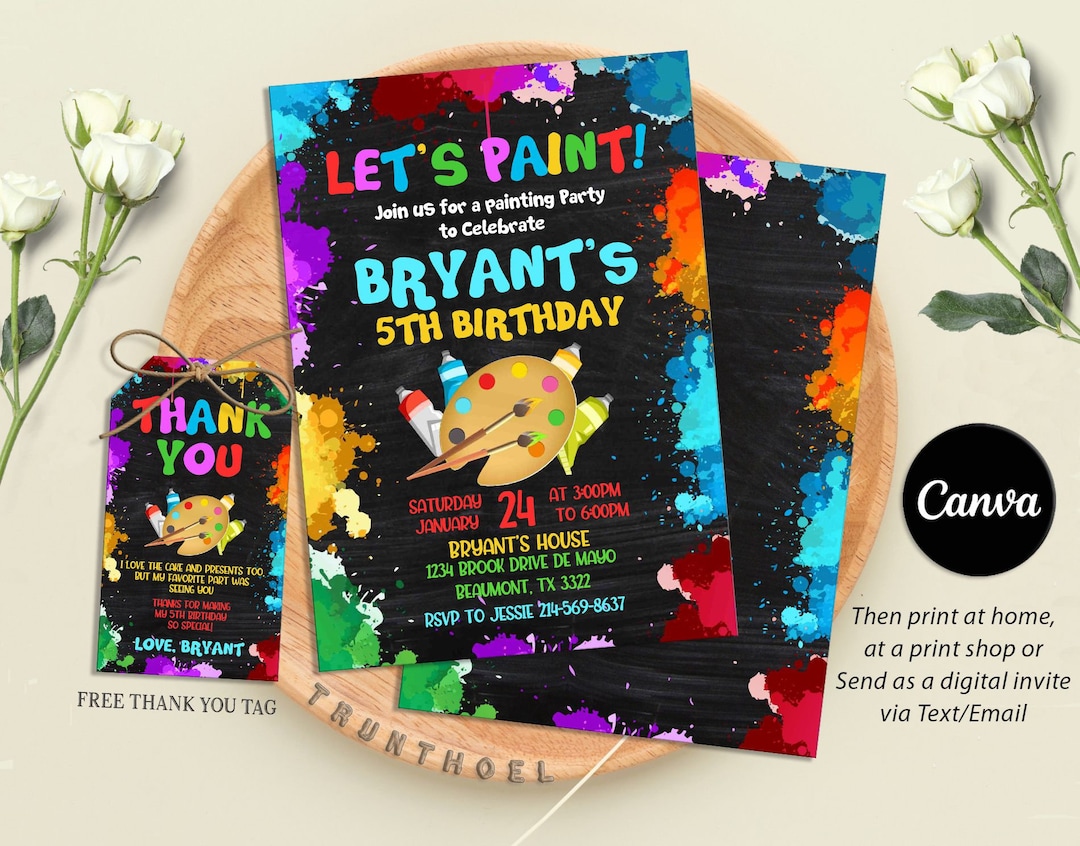 Painting Invitation, Art Party Invitation, Painting Party Invite, Art ...
