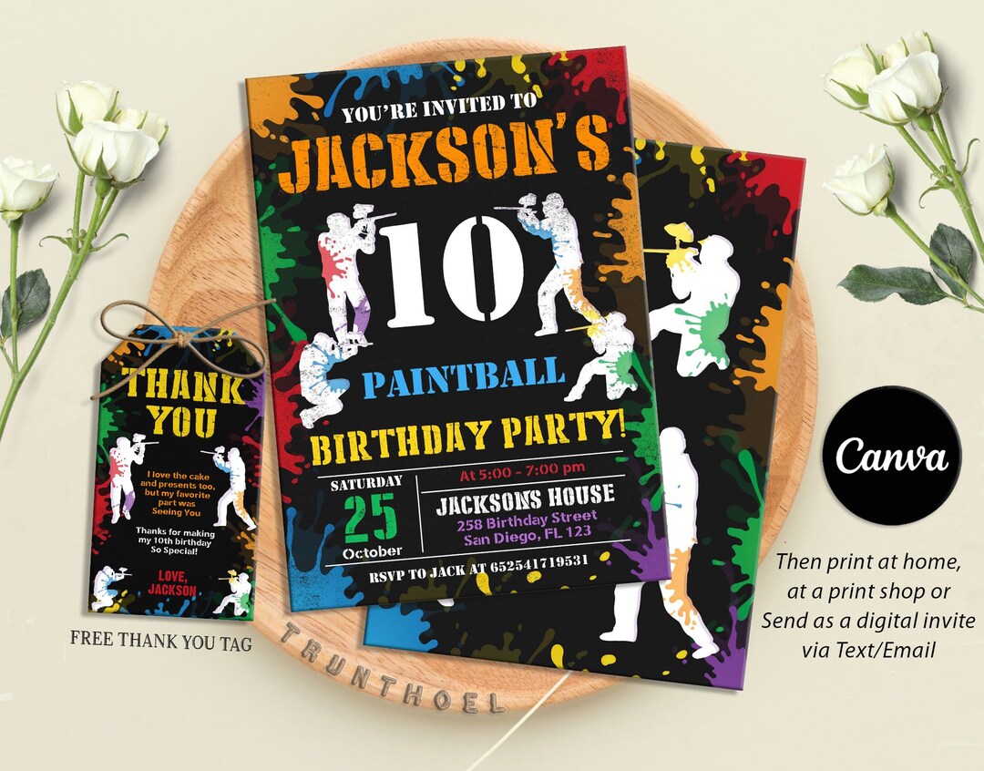 Camouflage Invitation, Paintball Birthday Invitation, Paintball ...