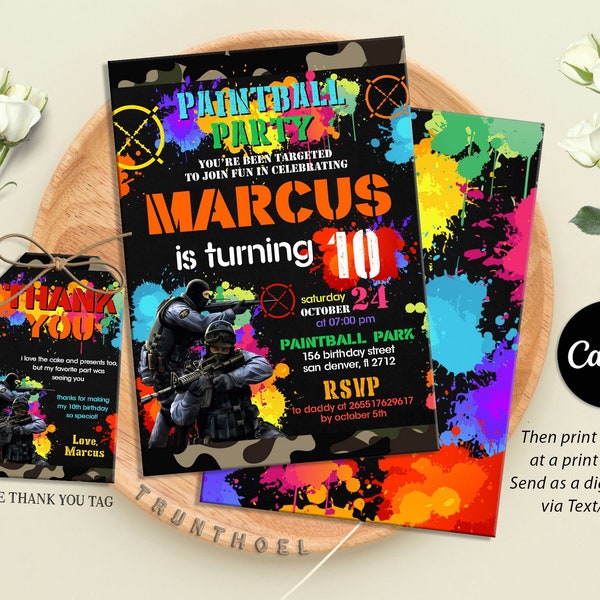 Paintball Theme Birthday Invitation - Etsy