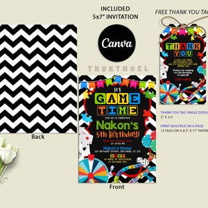 Game Night Party Birthday Invitation, Game Night Theme, Family Game ...