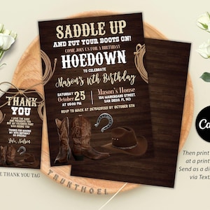Western Hoewdown Party Birthday Invitation, Cowboy Birthday Invitation ...