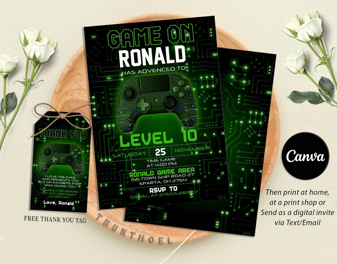 Video Game Invitation, Gaming Party Invitation, Gamer Party Invitation ...