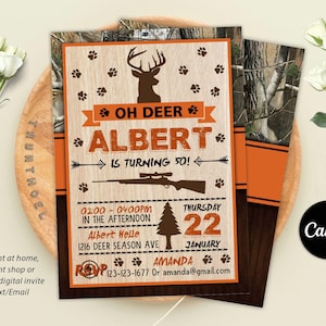 Editable Hunting Birthday Invitation, Hunting Party Invitation, Deer ...