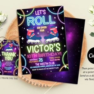 Editable Roller Skating Invitation, Roller Skating Birthday Party ...