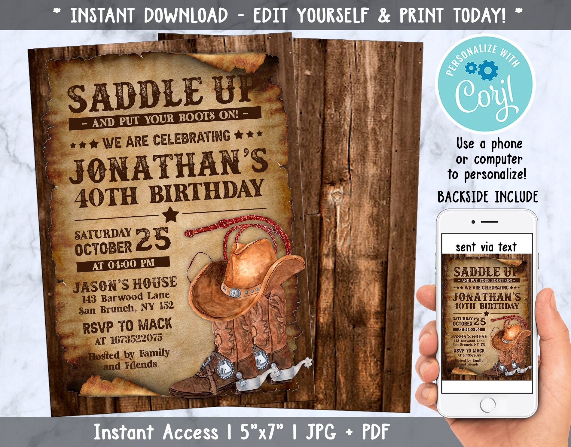 Western Theme Party Invitations - Etsy