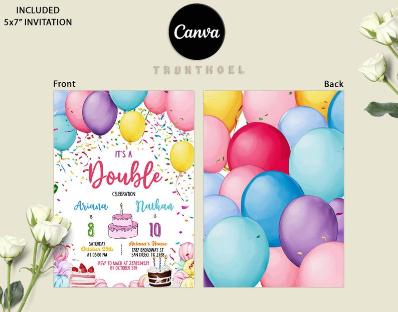 Double Birthday Invitation, Sibling Birthday Party Invite, Join ...