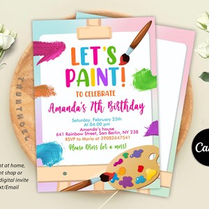 Editable Art Invitation, Art Birthday Invitation, Art Party Invitation ...