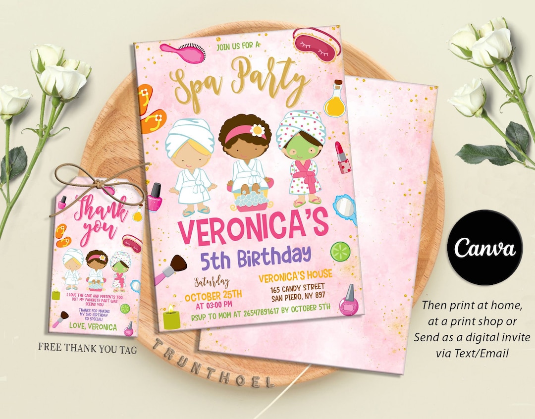 Spa Party Invitation, Spa Girls Birthday Invitation, Tween Birthday Spa ...