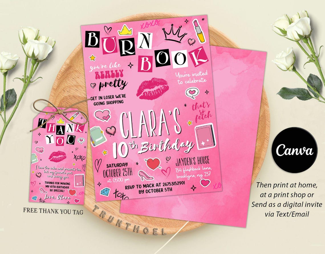 Mean Girls Inspired Invitation, Girl's Night Invitation, Girl Pink ...