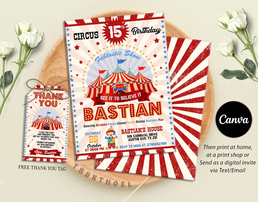 Carnival Invitation, Carnival Birthday Party Invitation, Carnival ...