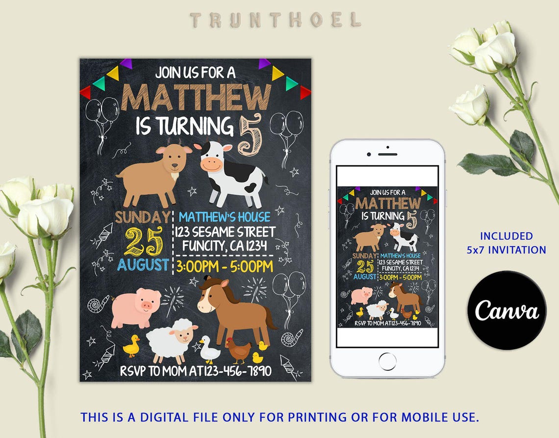 Editable Farm Invitation, Farm Birthday Invitation, Farm Party ...