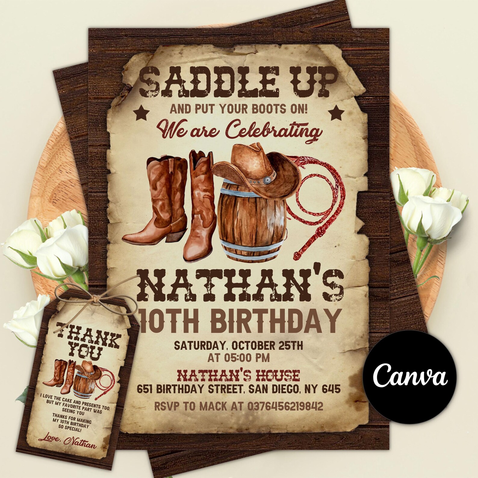 Editable Wanted Poster Invitation, Western Birthday Party Invitation ...