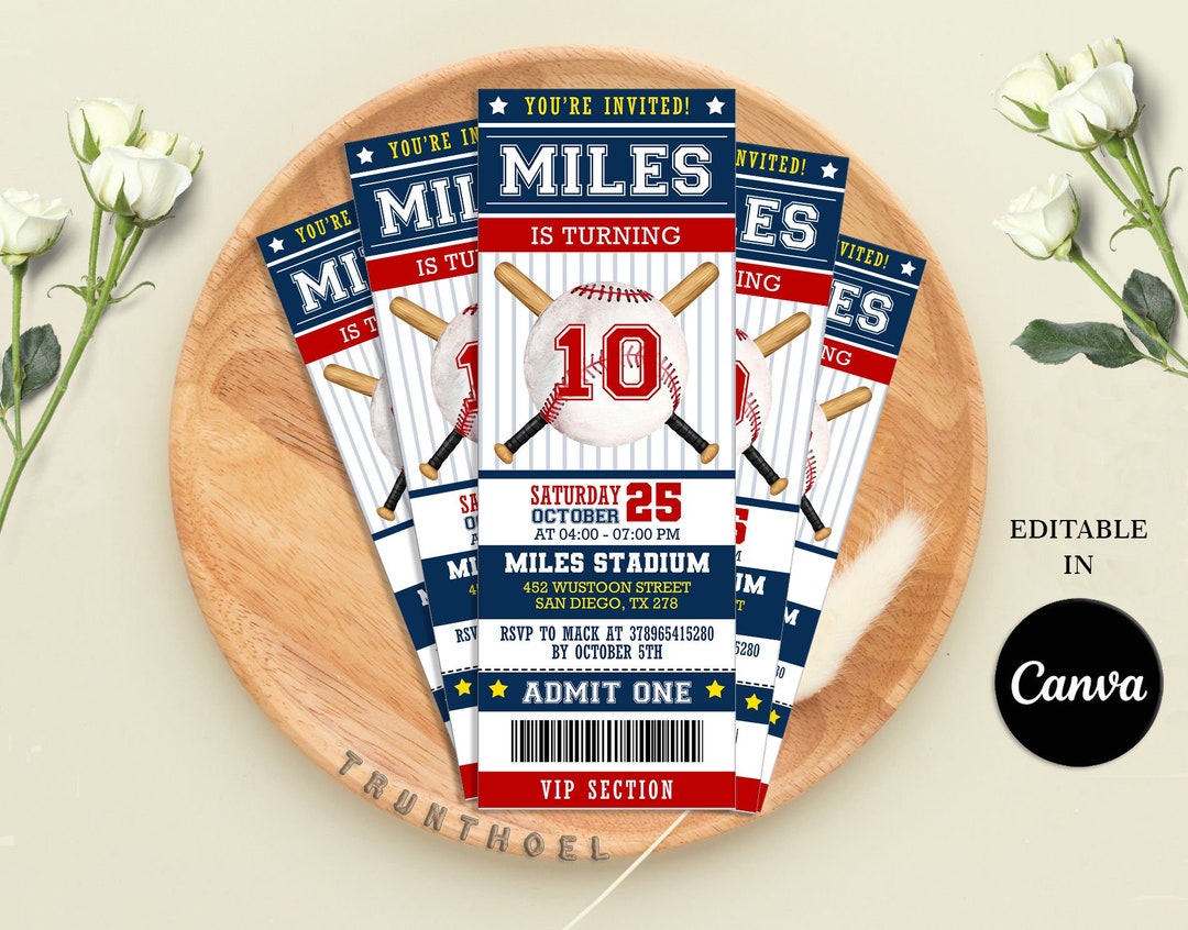 Editable Baseball Invitation, Baseball Ticket Invitation, Sports Ticket ...