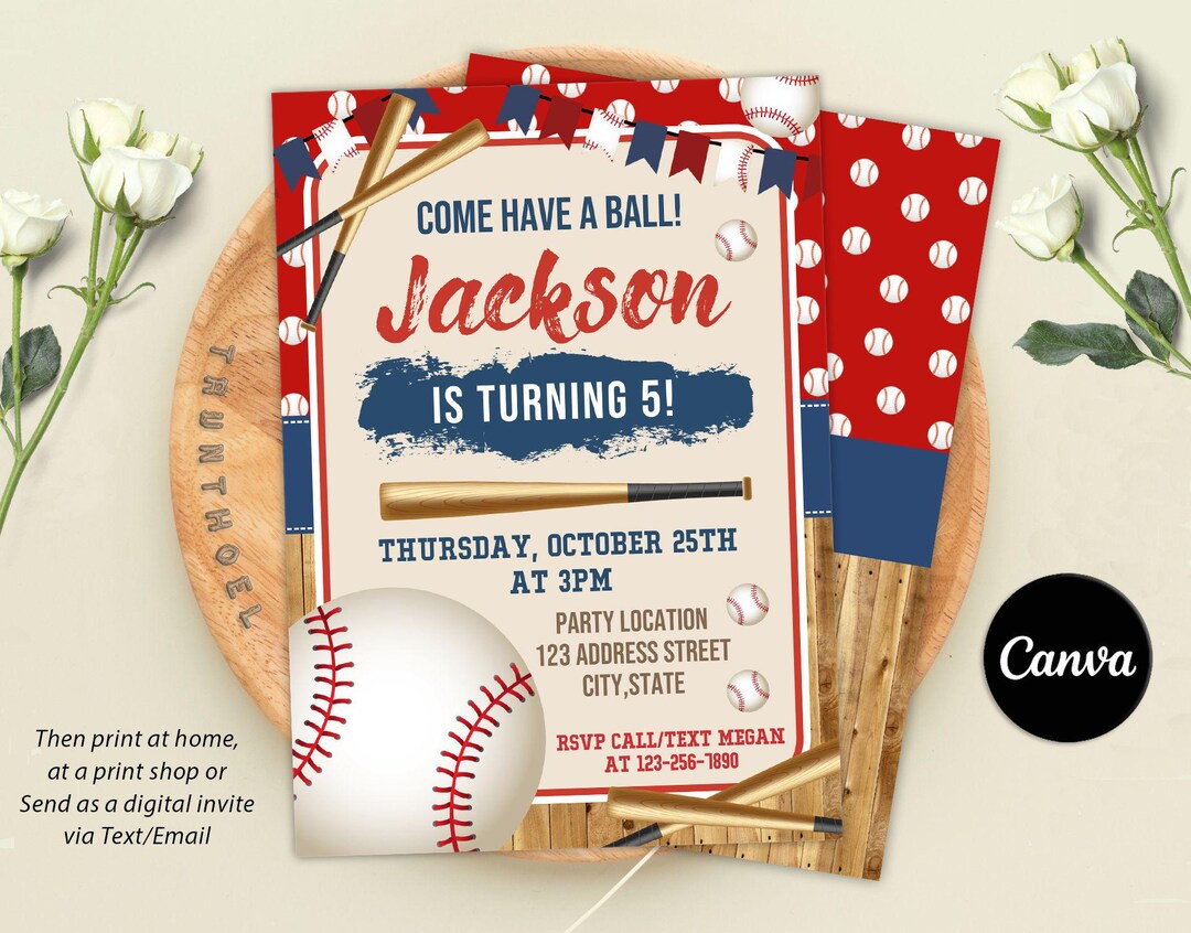 Editable Baseball Birthday Invitation, Baseball Party Invite, Rookie of ...