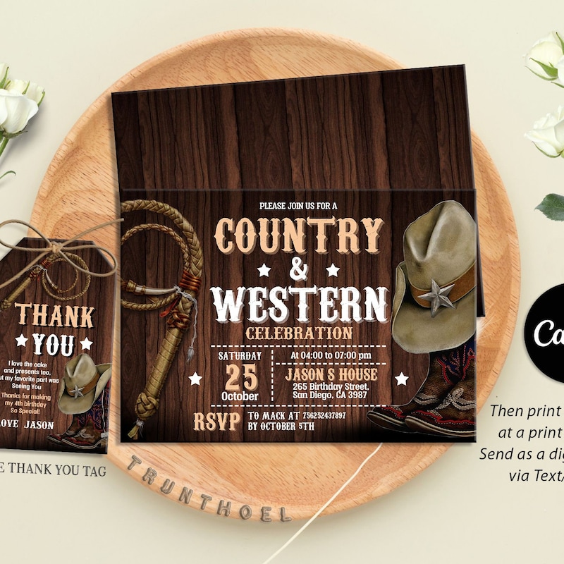 Cowboy Party Invite - Etsy