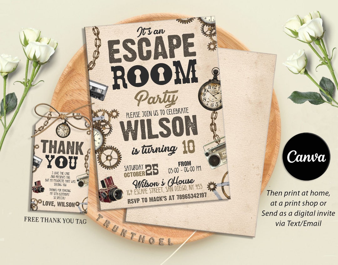 Escape Room Invitations, Escape Room Party, Escape Room Invites, Escape ...