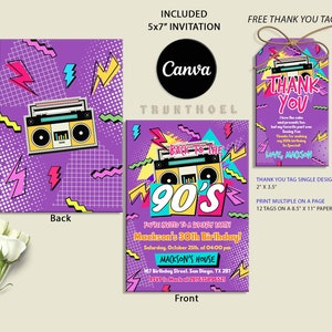 Back to the 90s Birthday Invitation, Retro 90’s Party Invite, Throwback ...