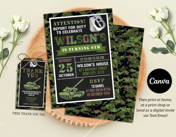 Camo Invitations Printable Paper