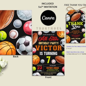 Editable All Star Birthday Invitation, Sports Birthday Invite, Soccer ...