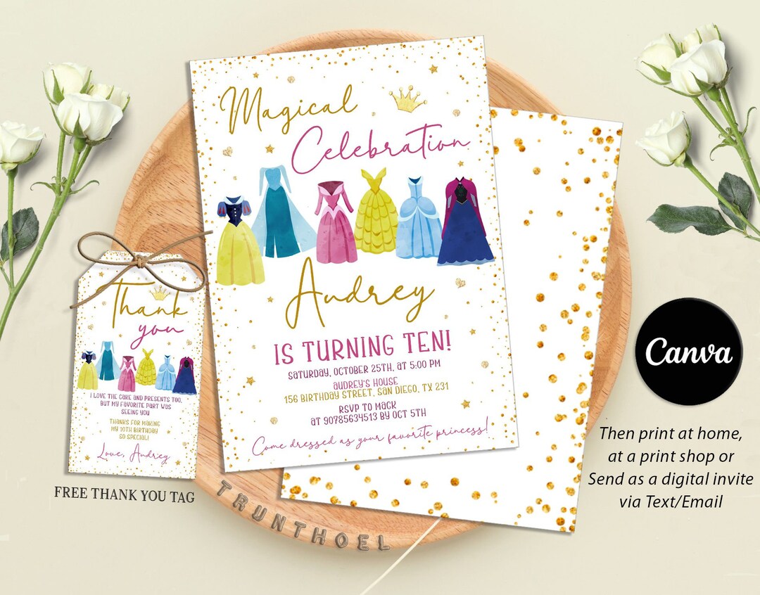 Editable Princess Birthday Invitation, Princess Dress-up Invite, Royal ...