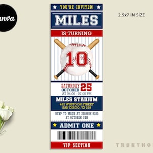 Editable Baseball Invitation, Baseball Ticket Invitation, Sports Ticket ...