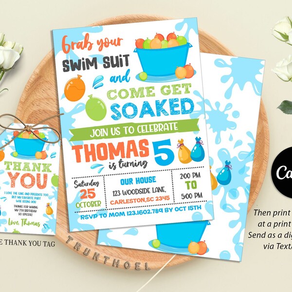 Birthday Invitation Water Fight - Etsy