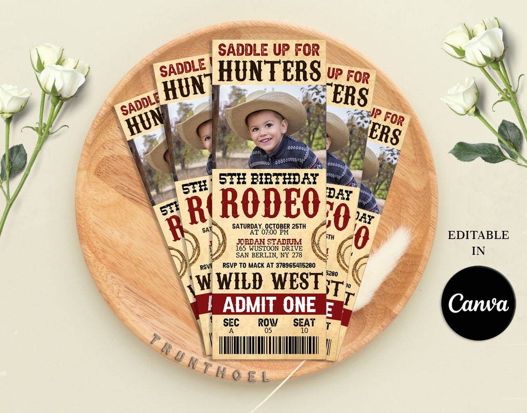 Editable Rodeo Ticket Invitation, Country Western Invite, Rustic ...