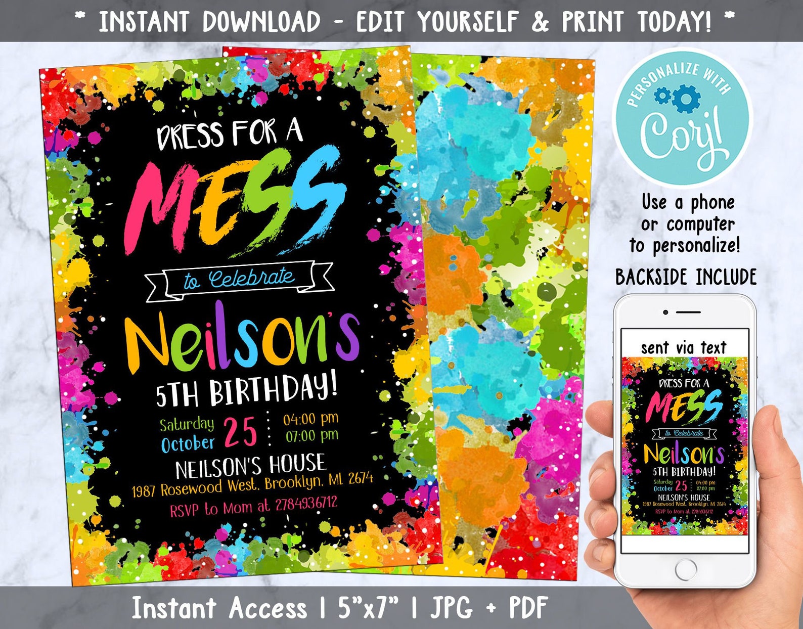 Editable Art Birthday Invitation Art Party Invitation - Etsy
