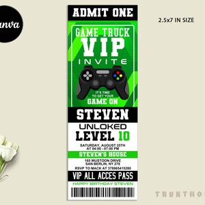 Video Game Ticket Invitation, Gamer Birthday Party Invitation, Video ...
