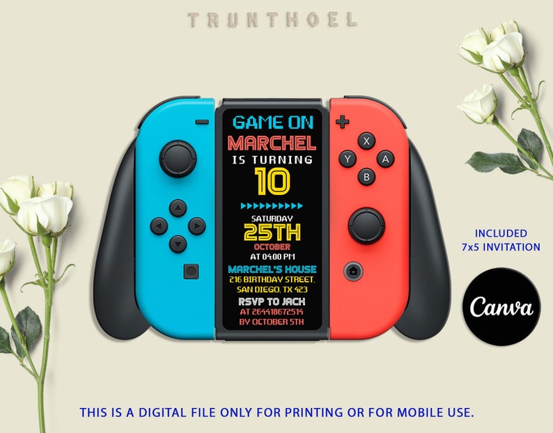 Editable Video Game Birthday Invitation, Gamer Party Invites, Printable ...