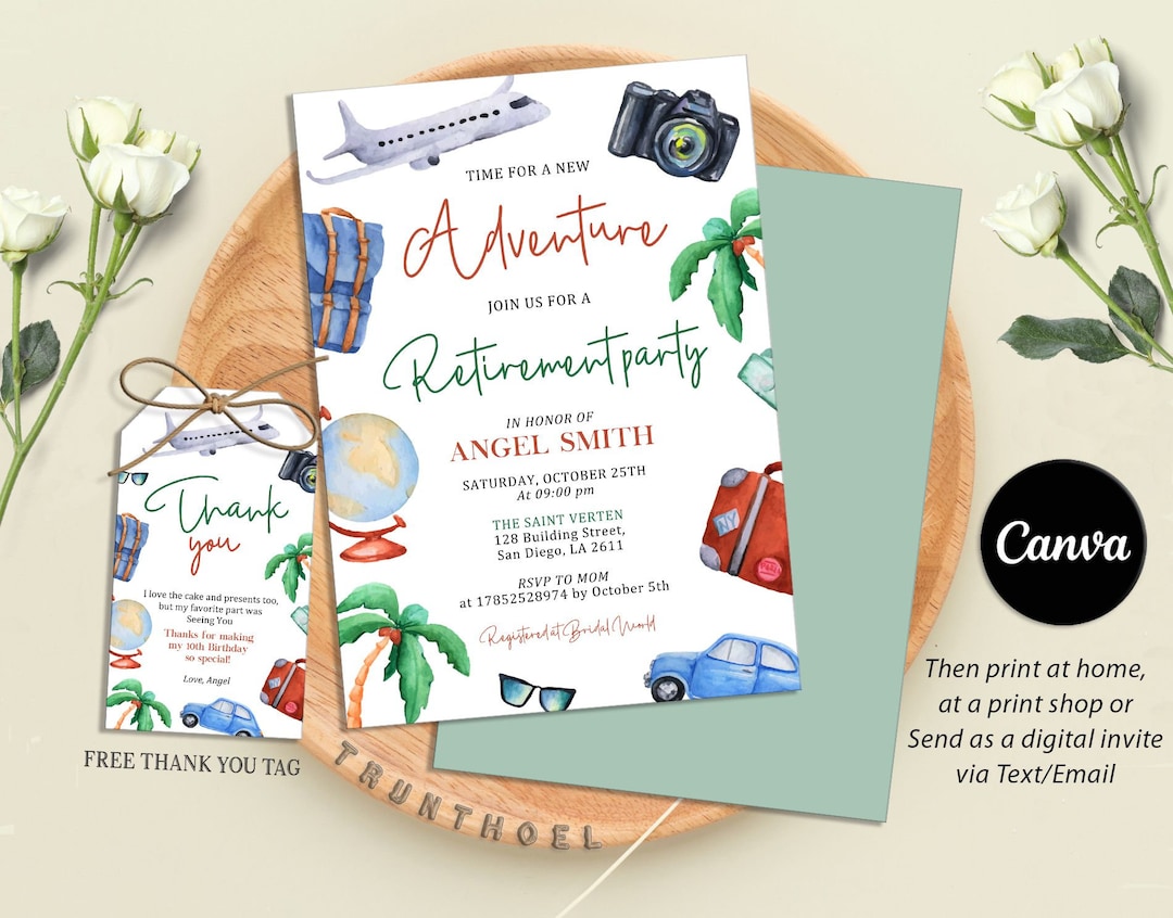 Travel Retirement Party Invitation, Adventure Theme Invitation ...